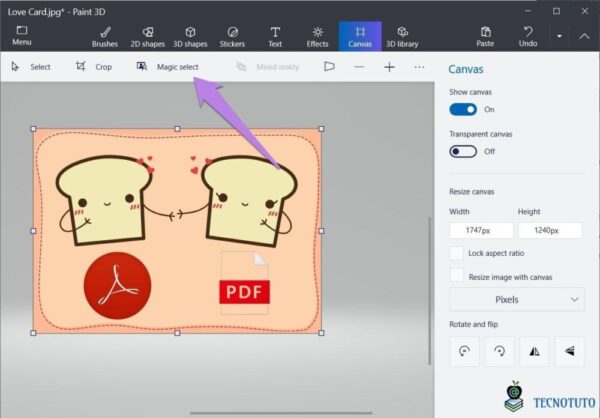 Cómo GUARDAR la IMAGEN de Magic Select en Paint 3D